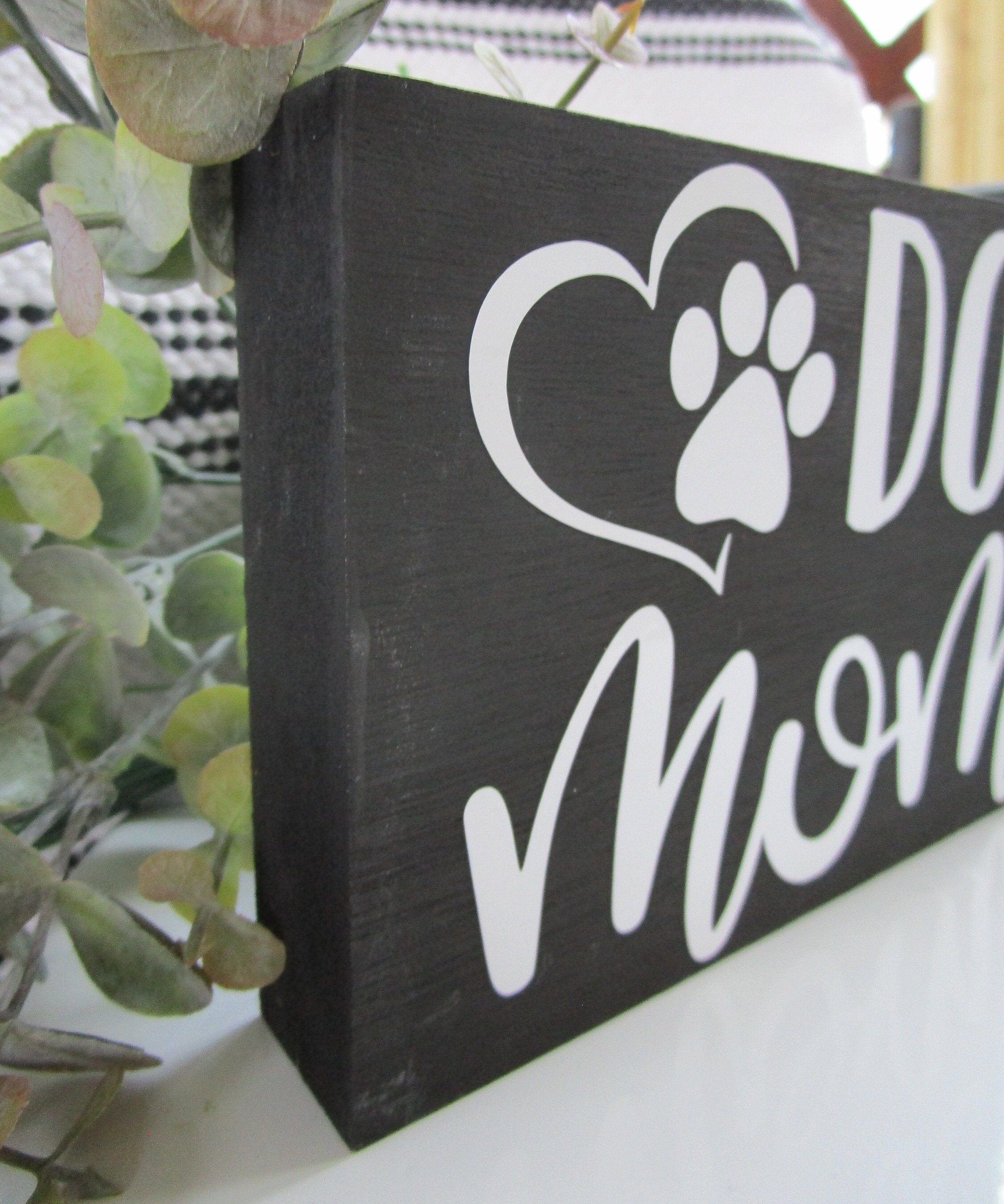 Dog Mom Wood Block Sign, Black - Etsy