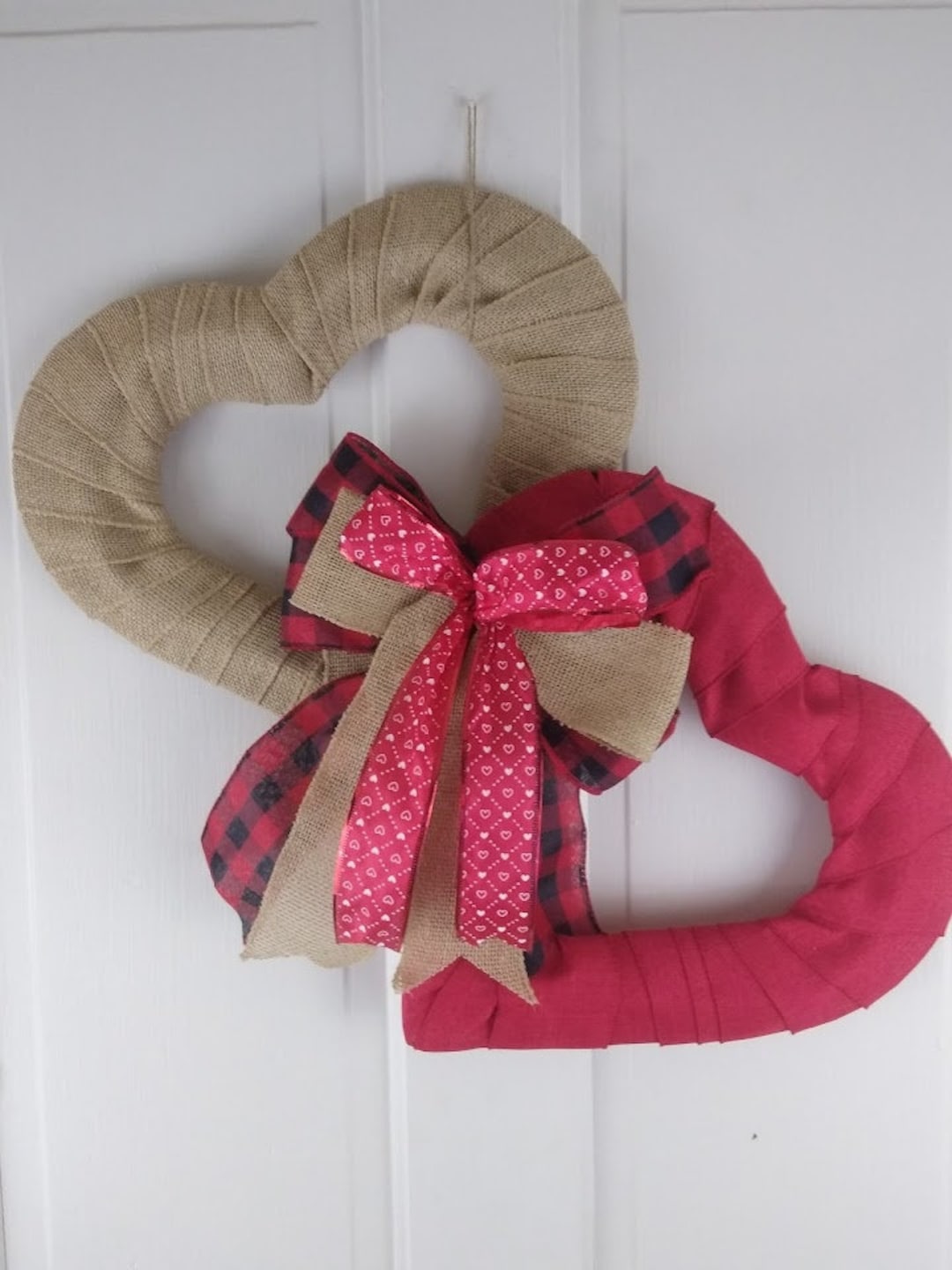 Buffalo Plaid Heart Wreath, Buffalo Check Heart Wreath, Farmhouse ...