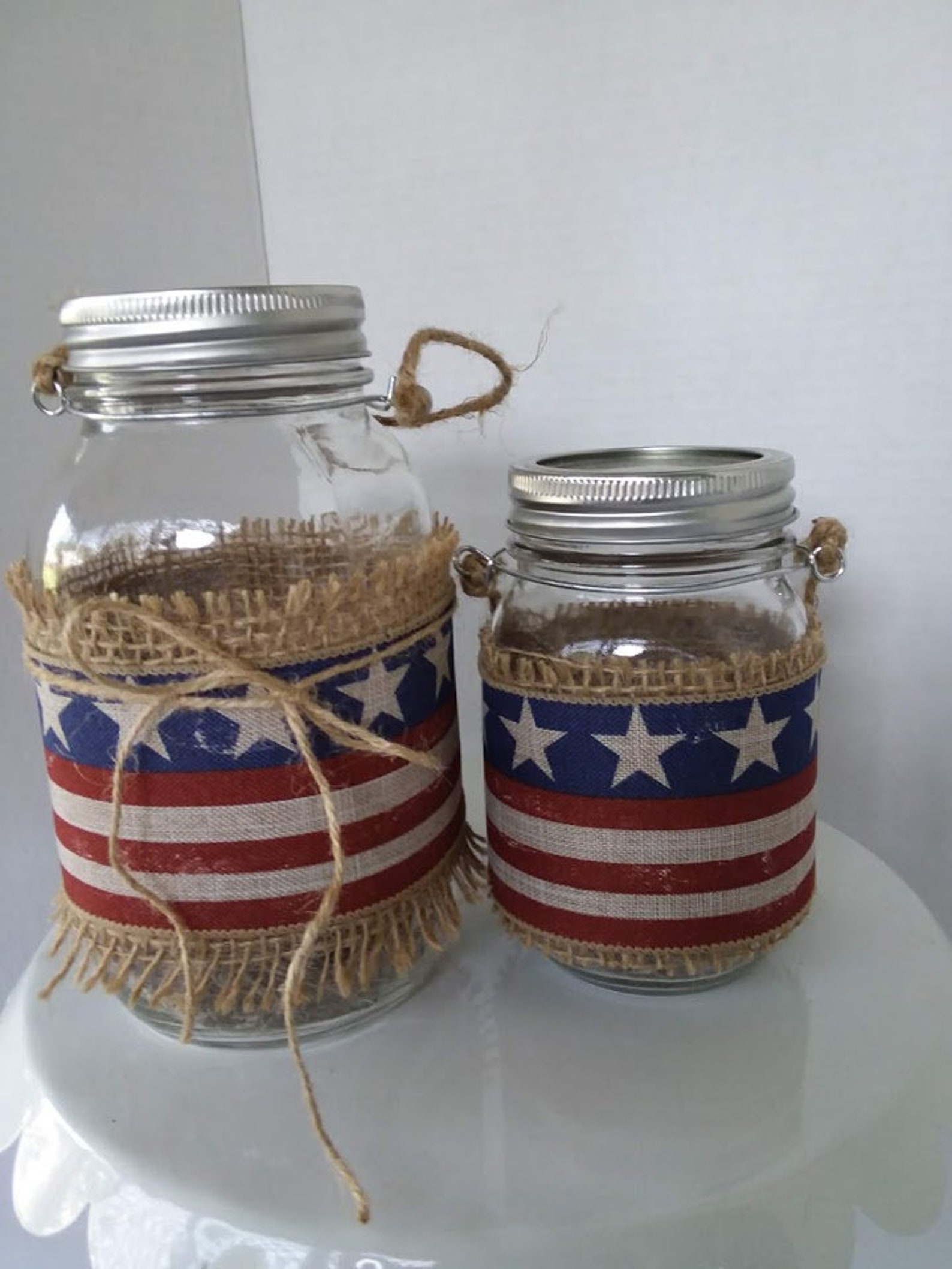 Patriotic Mason Jar Luminaries, Set of Two, Night Light - Etsy