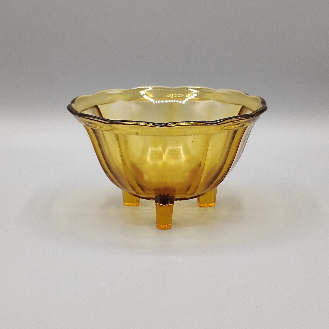 Art Deco Tripod Bowl Pressed Glass Amber Colored Around 1930 - Etsy