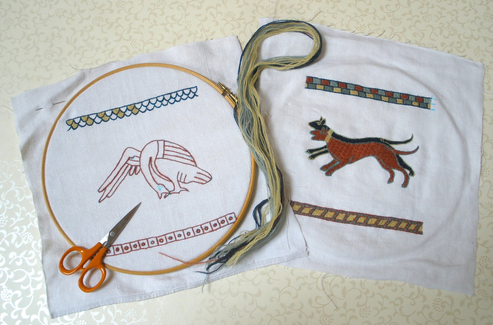 Bayeux Stitch, Hunting Hounds, Leaping Dogs, Running Animals, Tapestry ...