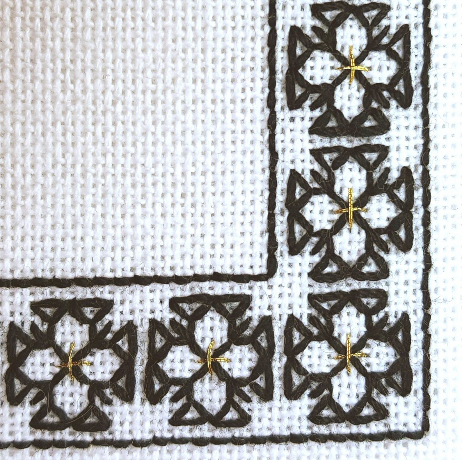 Tudor Rose, Blackwork Pattern, Stitch Sampler, Geometric Motifs, Black ...