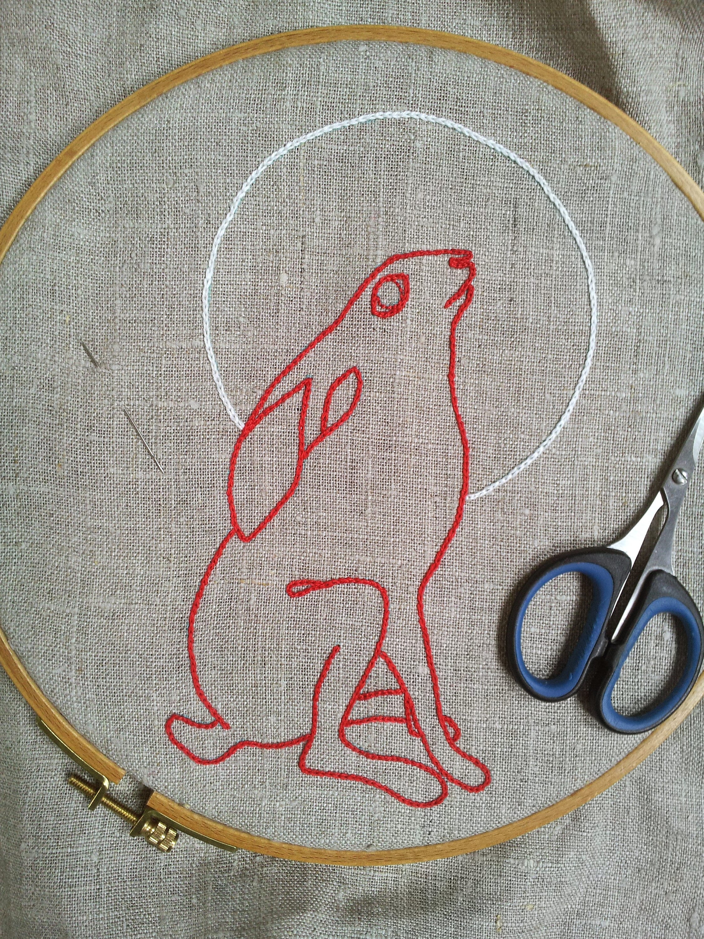 Embroidery Pattern Pdf Moongazing Hare Simple Stitching - Etsy