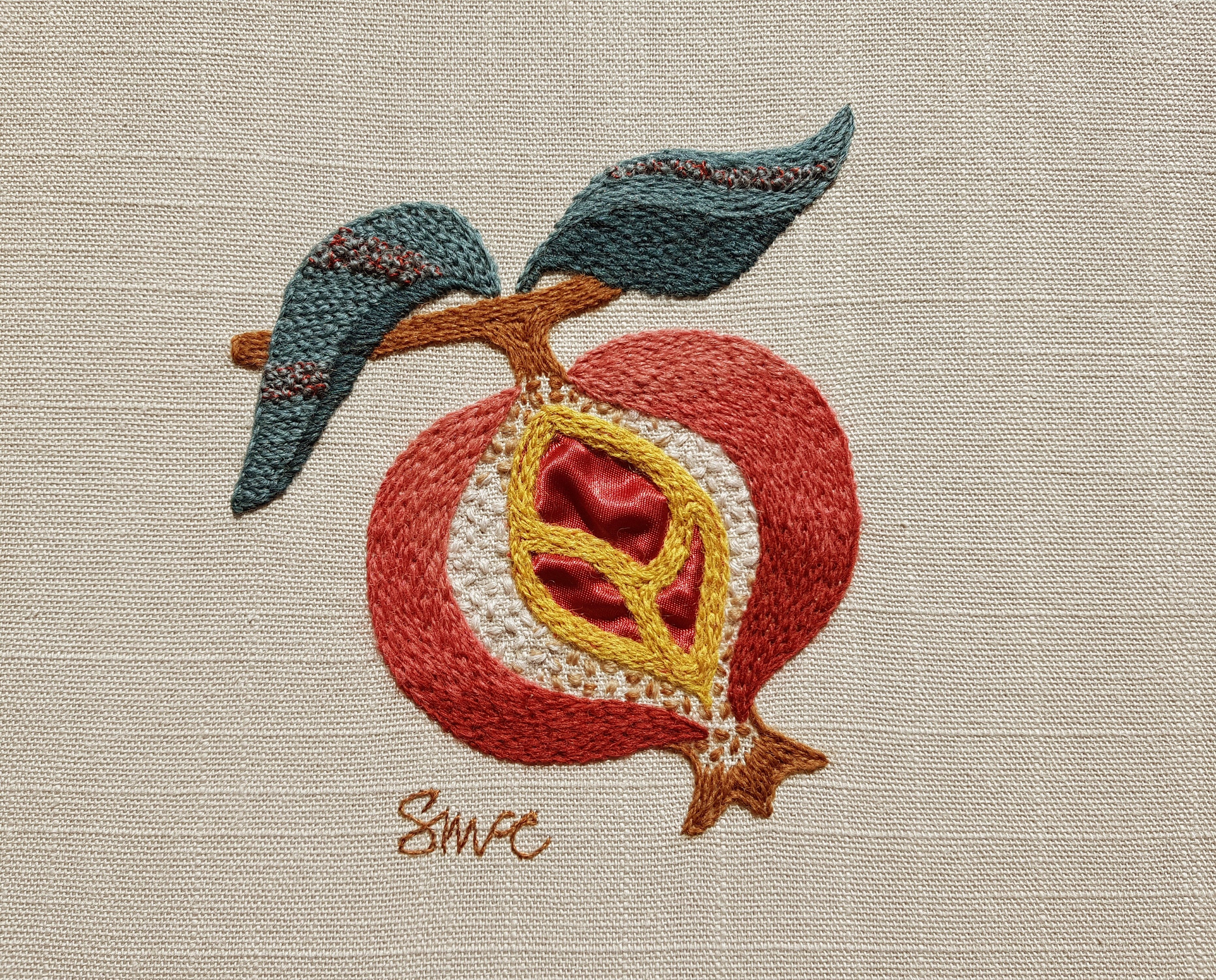 Pomegranate embroidery pdf pattern Appletons wool appliqué | Etsy