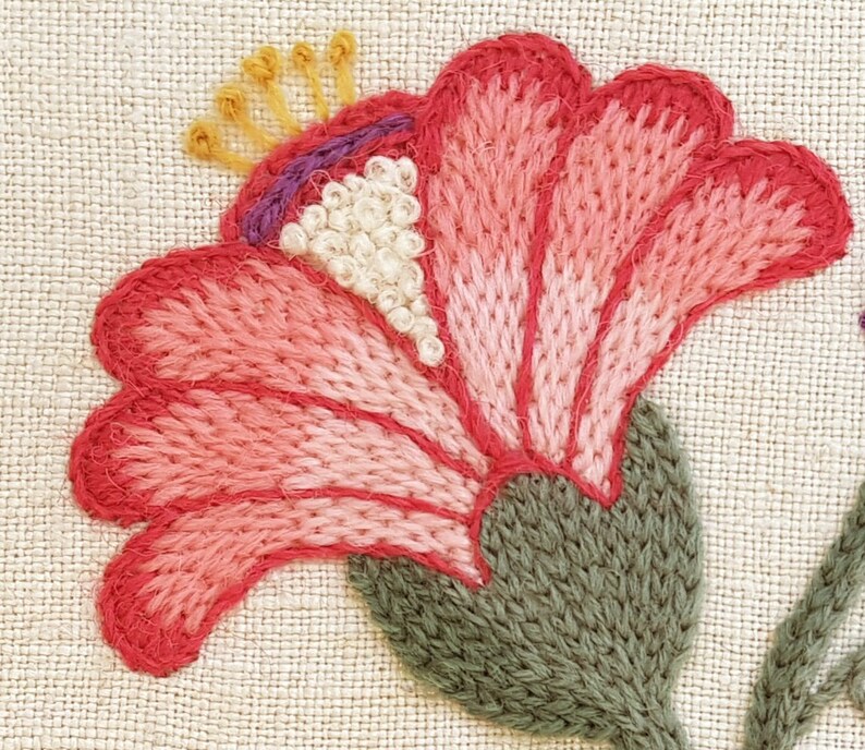 Crewel, Embroidery Designs, Patterns, Three Flowers, Floral, Sampler ...