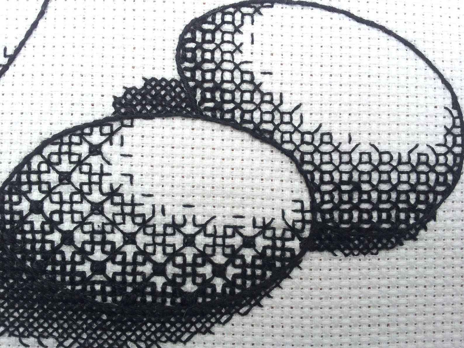 Blackwork Pattern eggs and bowl aida fabric shaded design | Etsy