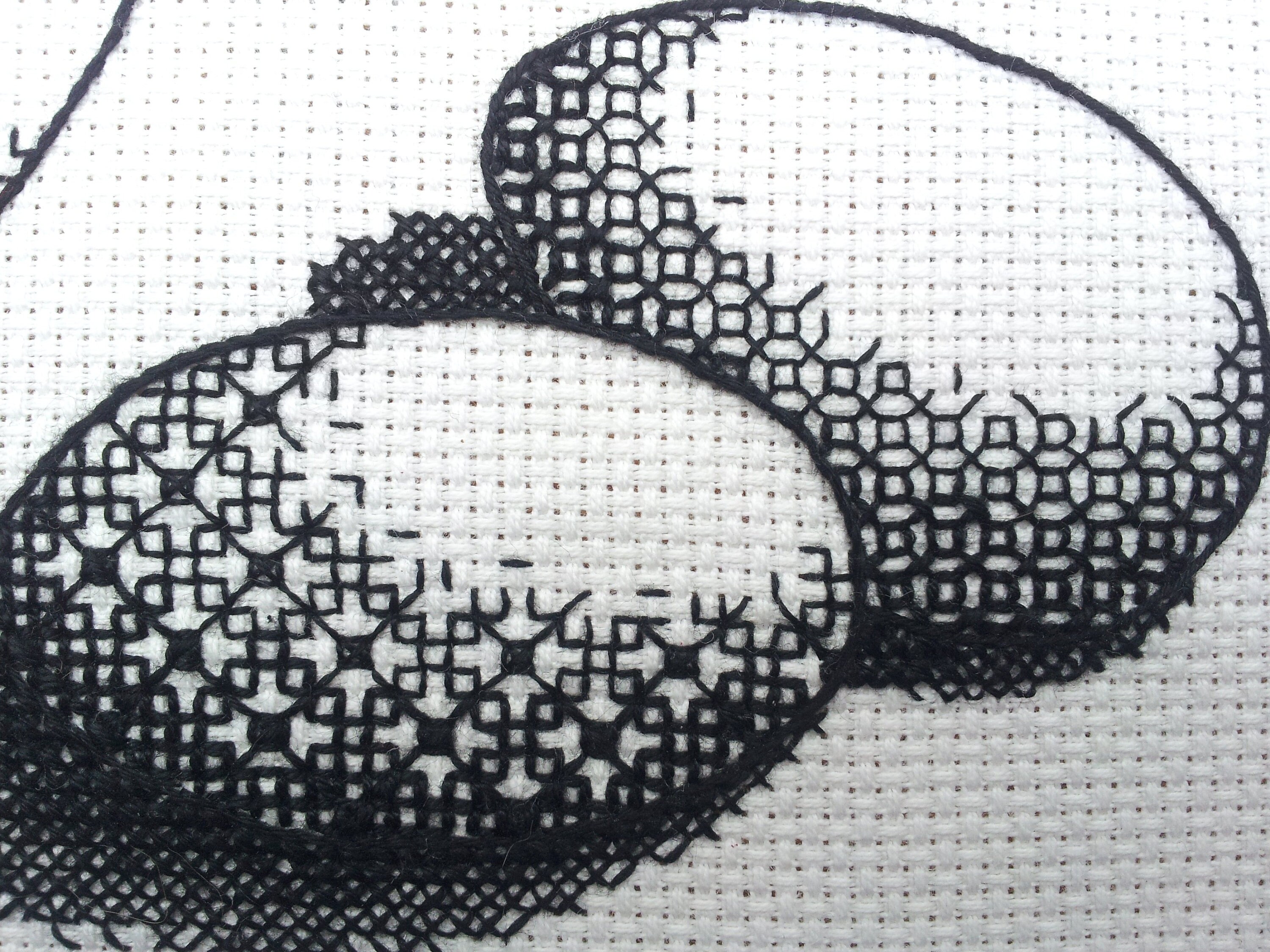 Blackwork Pattern, Eggs and Bowl, Aida Fabric, Shaded Design, 3D Effect ...