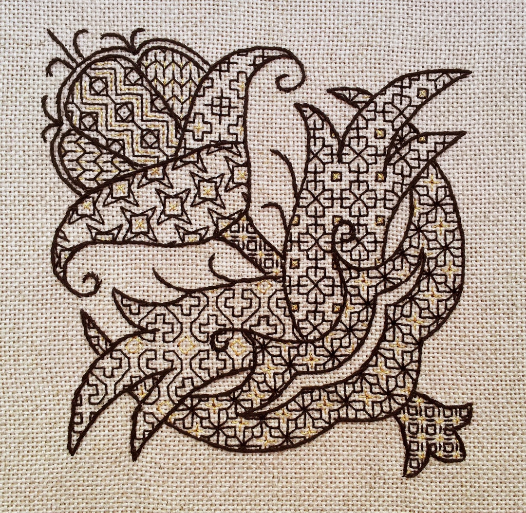 Blackwork Pattern, Traditional Embroidery, Stylised Flower, Geometric ...