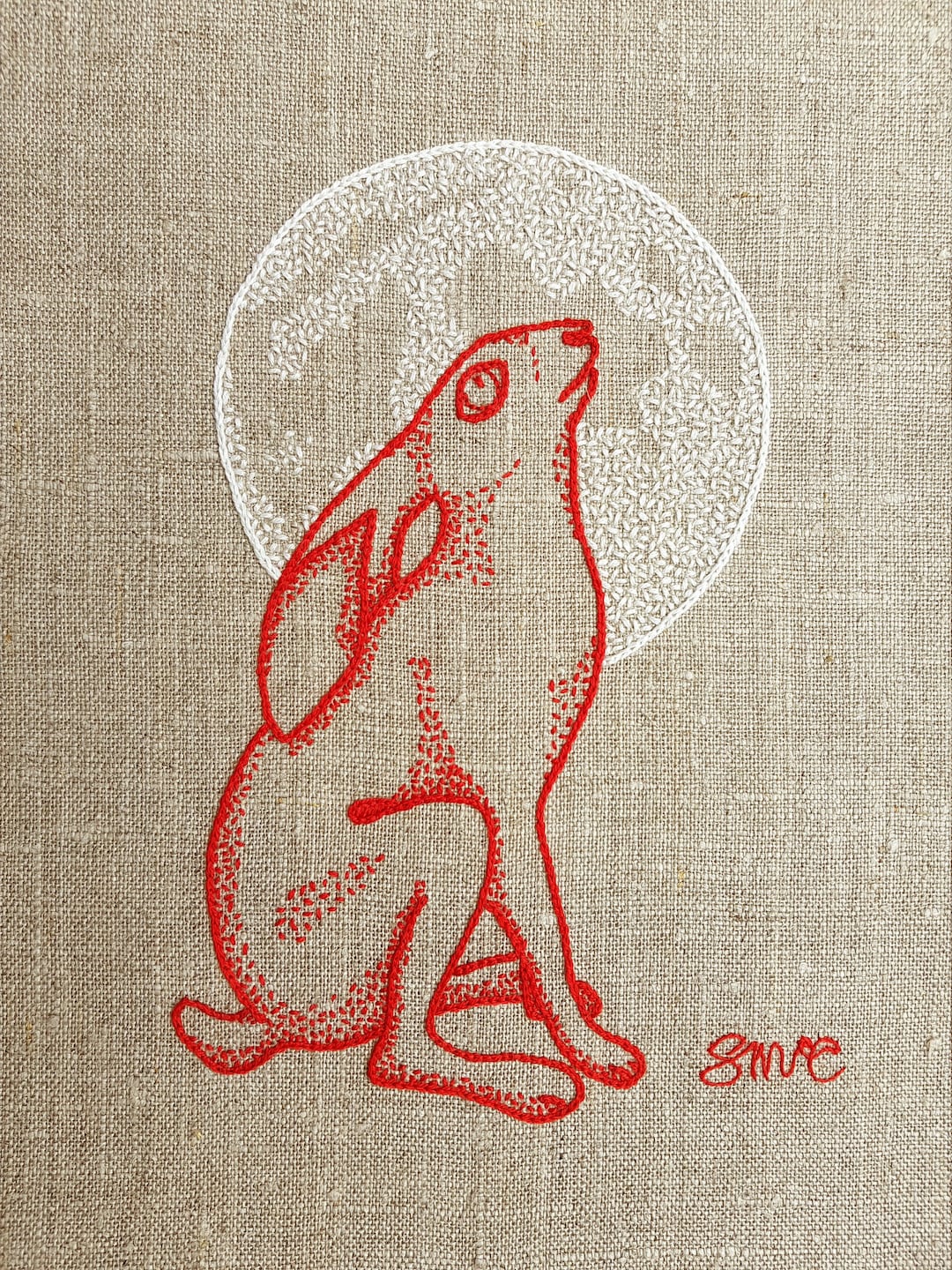 Embroidery Pattern, Pdf, Moongazing Hare, Simple Stitching, Redwork ...