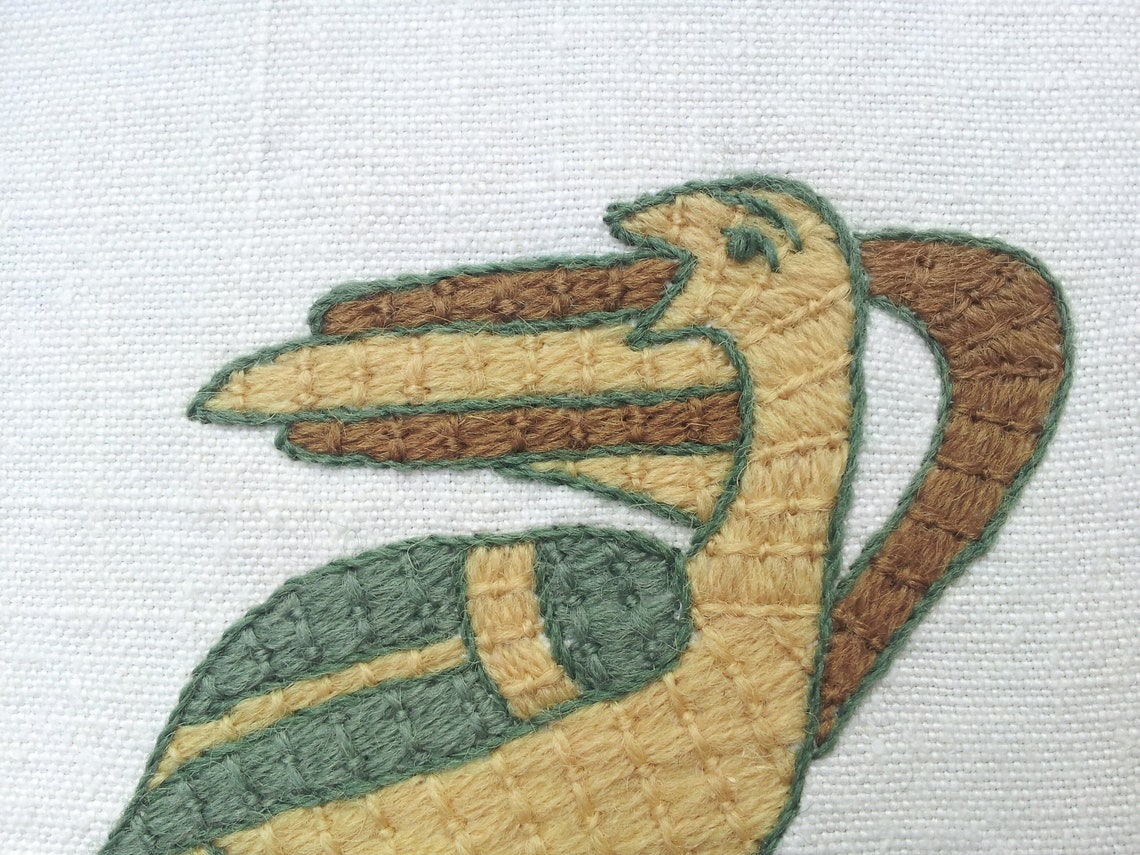 Bayeux Stitch Yellow Bird Fantasy Creature Historical - Etsy