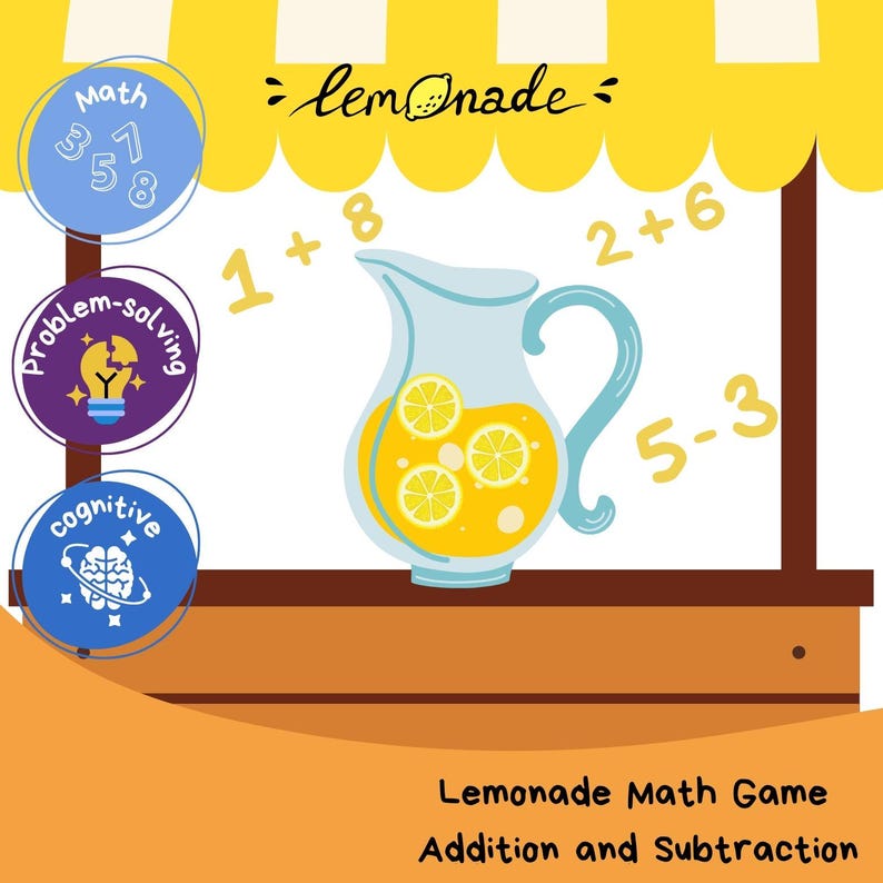 Printable Lemonade Math Game | Addition and Subtraction Activity ...