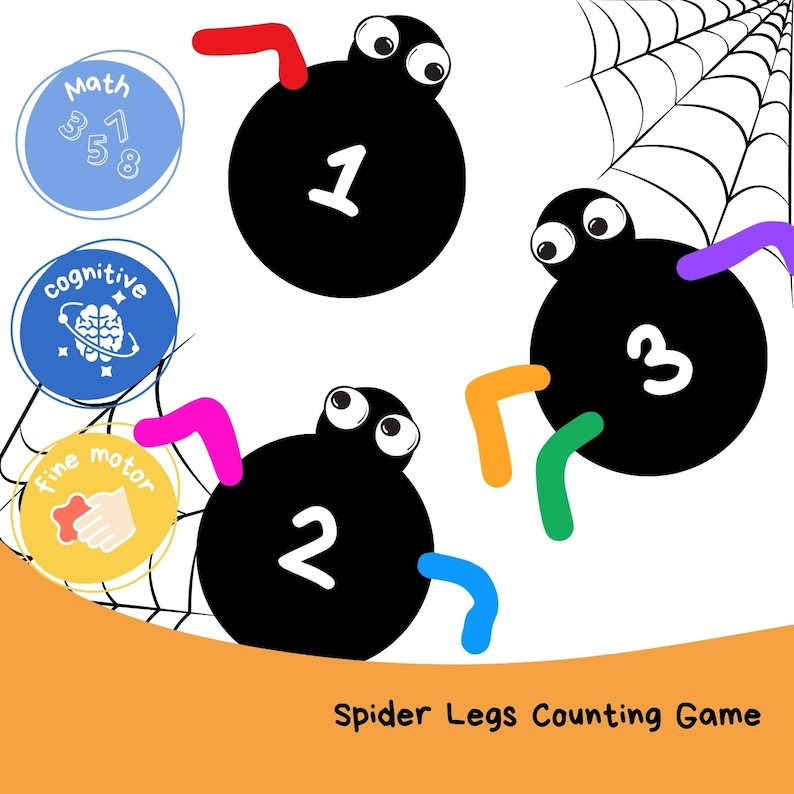 Spider Math Game Printable | Hands-on Counting & Number Matching for ...