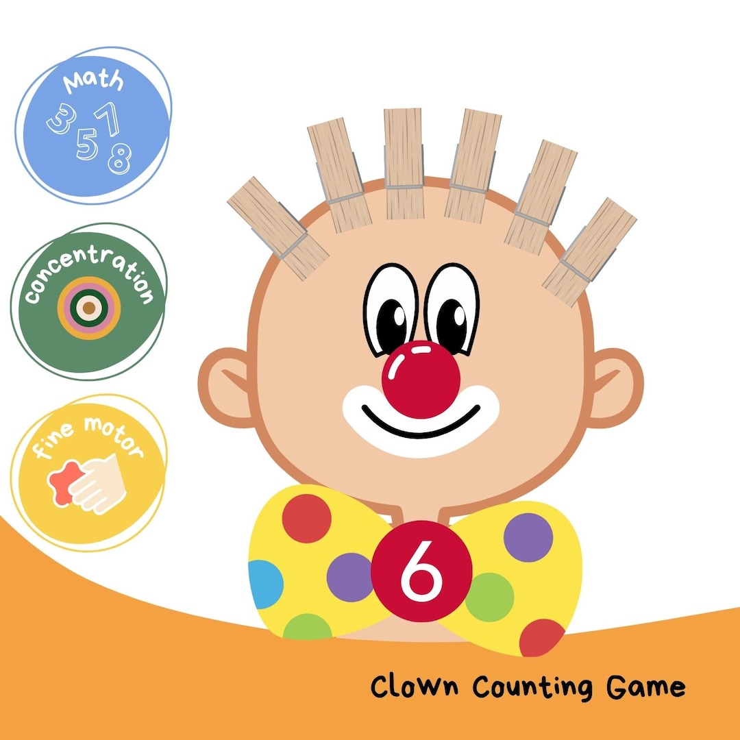 Printable Clown Counting Game | Fine Motor Skills Activity | Number ...