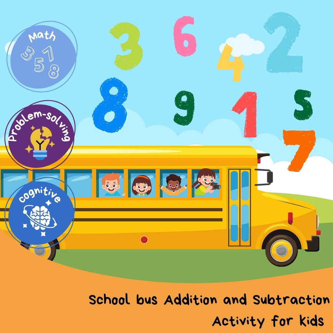 Printable School Bus Math Game | Interactive Addition & Subtraction ...