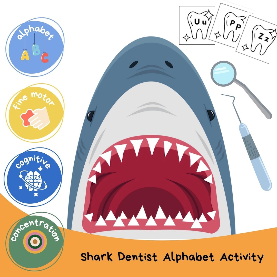 Shark Dentist Alphabet Game: Printable Letter Recognition Activity (PDF ...