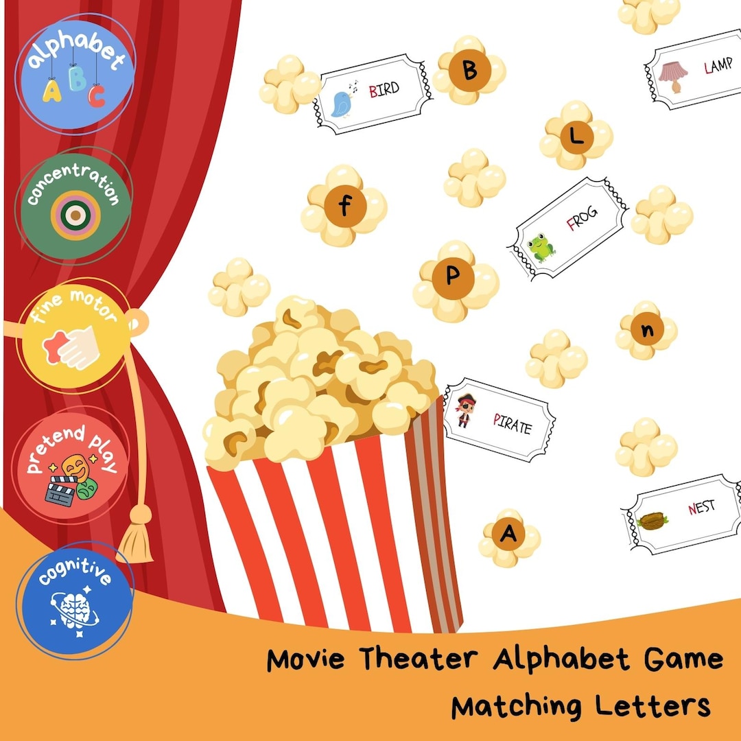 Movie Theater Alphabet Matching Game: Letter Recognition, Fine Motor ...
