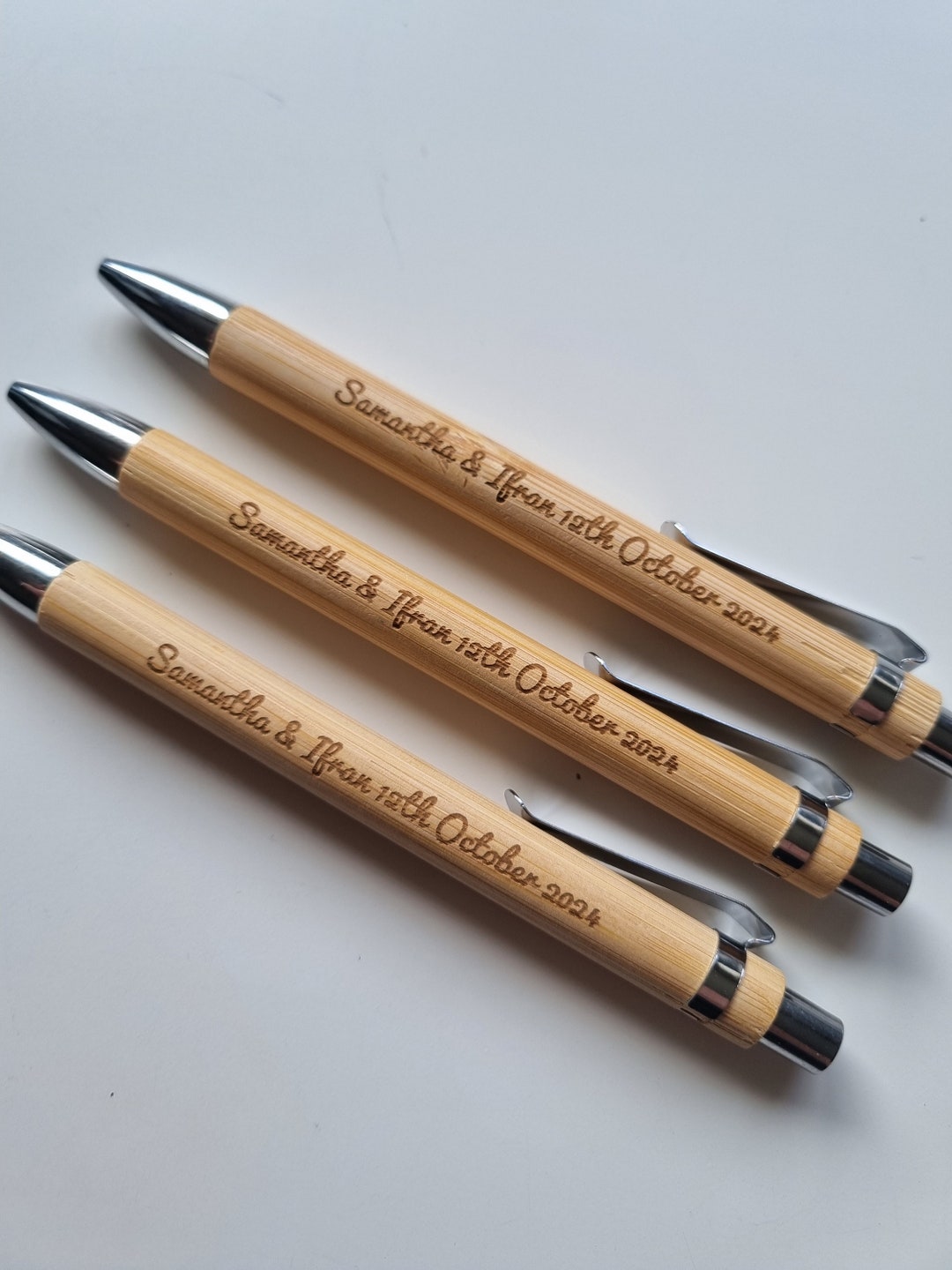 Wedding Favour, Wedding Guest Gift, Engraved Pen, Bamboo Pen With ...