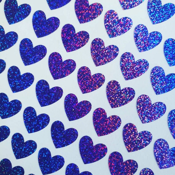 Set of 100 Purple Glitter Sparkle Heart Vinyl Stickers 0.5 | Etsy UK