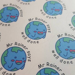 35pcs Well Done Personalised Planet Earth Teacher Reward Stickers ...