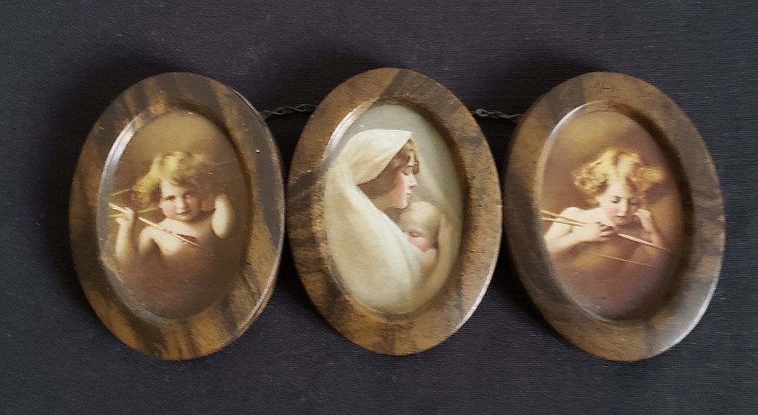 RARE Set of 3 & Set of 2 Frames 1897 Vintage Oval Metal Photo Frame's ...