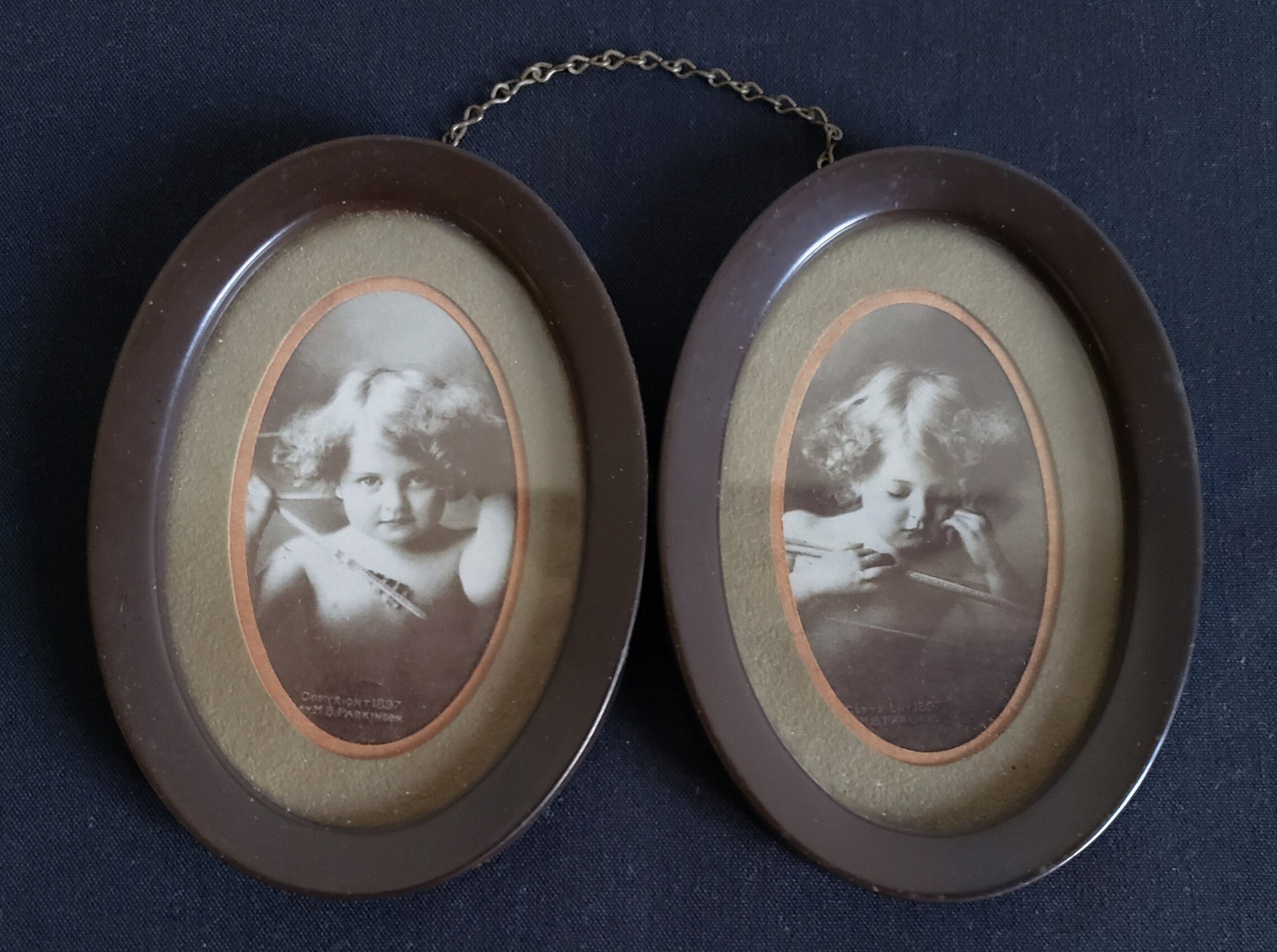 RARE Set of 3 & Set of 2 Frames 1897 Vintage Oval Metal Photo Frame's ...