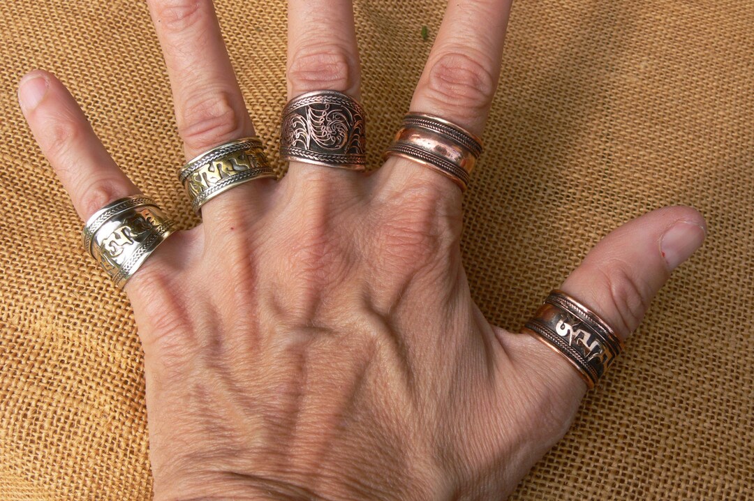 Tibet Nepal Ring Rings, Mantra Rings, Tibetan OM Rings, Adjustable Ring Rings, Protective Ring ...