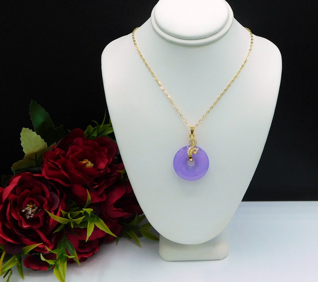 Lilac Jade Necklace, Jade Circle Pendant, Jade Jewelry Gift, Disc ...