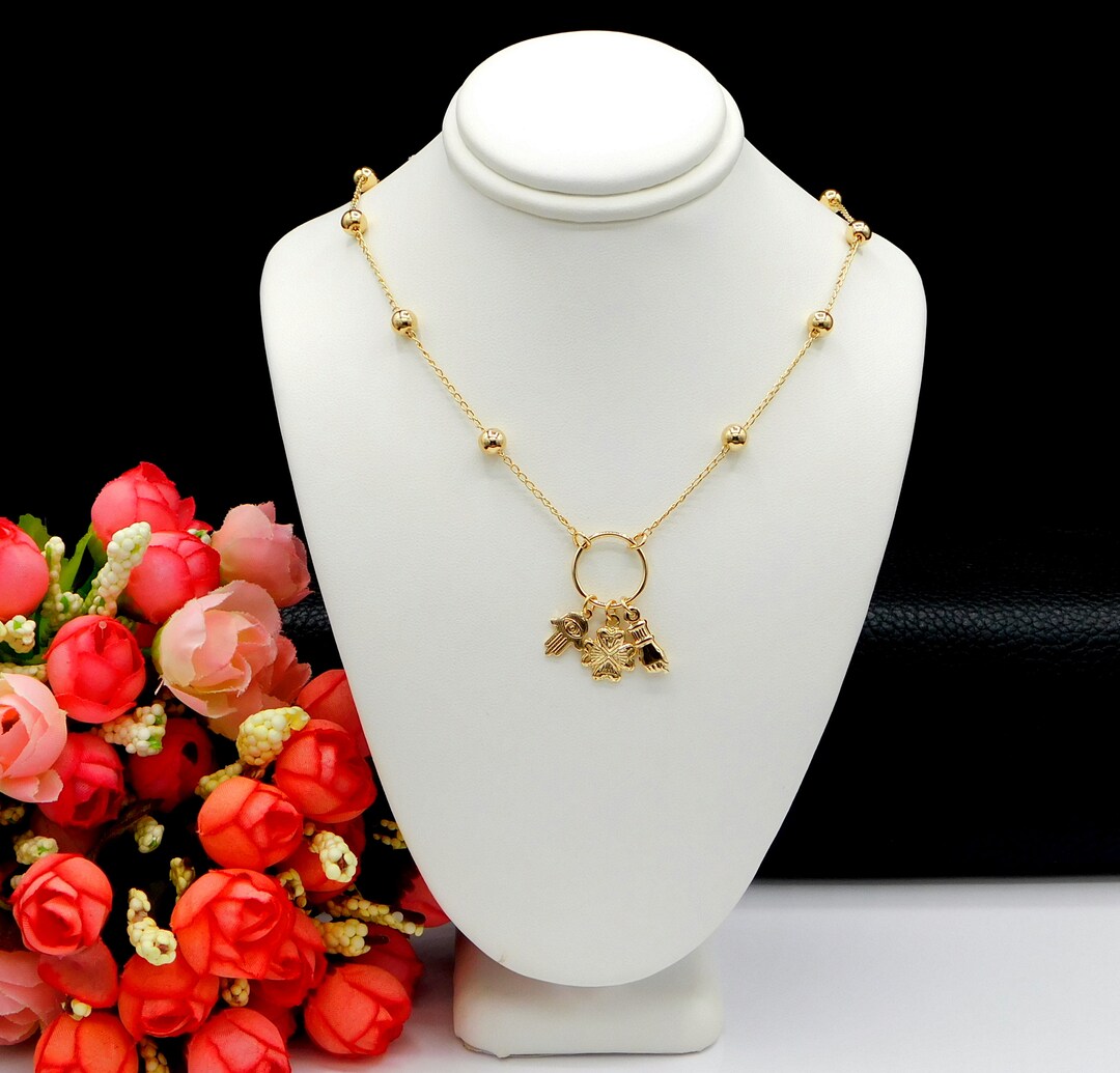 Mano Azabache Necklace, Hamsa Necklace, Good Luck, Hanging Charms ...
