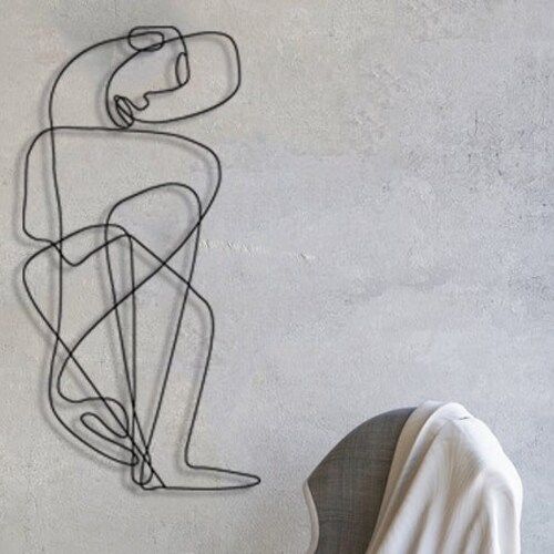 Abstract One Line Drawing Face Metal Wall Art Modern Line - Etsy