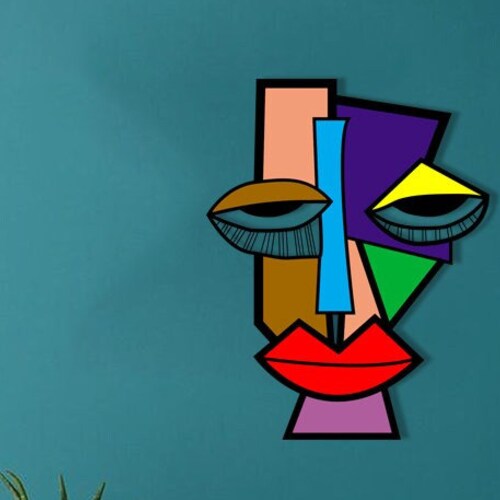 3D African American Mask Wood Wall Art Neutral Cubist Wall - Etsy