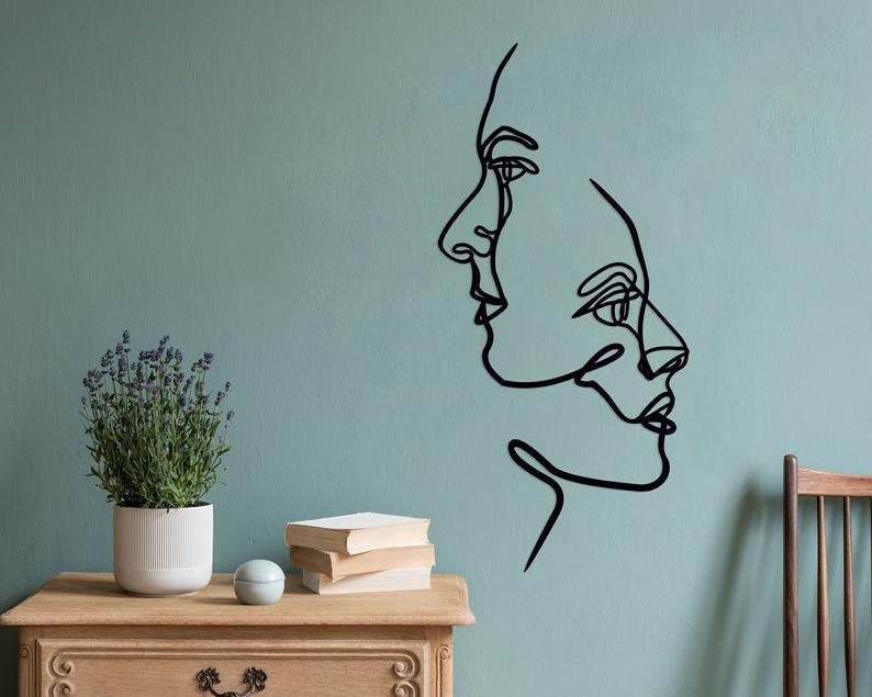 Wire Art Women Face Metal Wall Decor Single Line Drawings - Etsy
