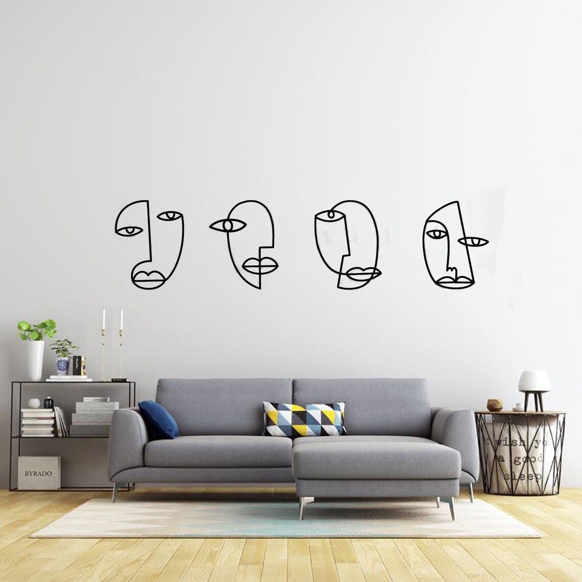 Abstract One Line Drawing Face Metal Wall Art Modern Line - Etsy