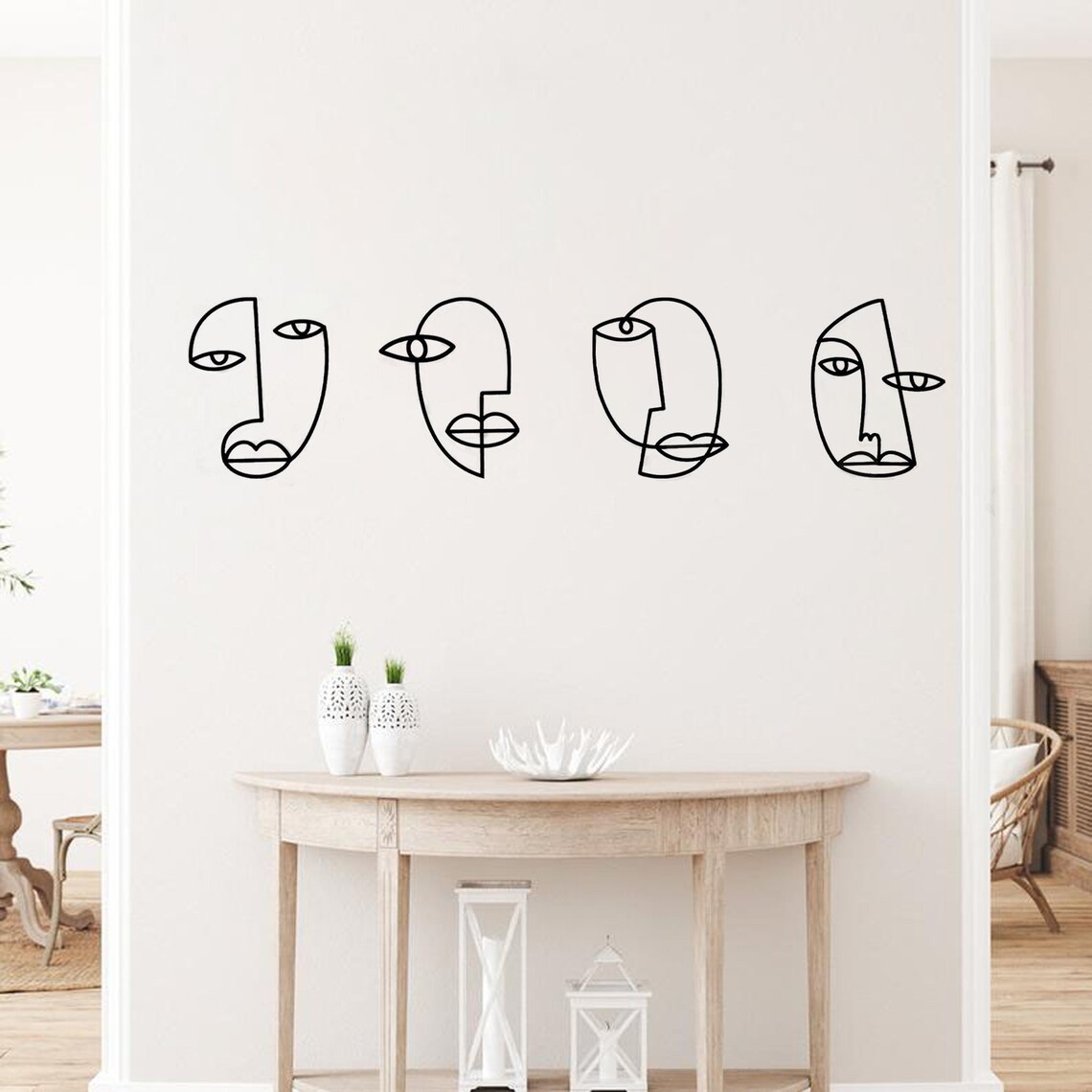 One Line Drawing Abstract Face Wall Art Single Line Metal - Etsy
