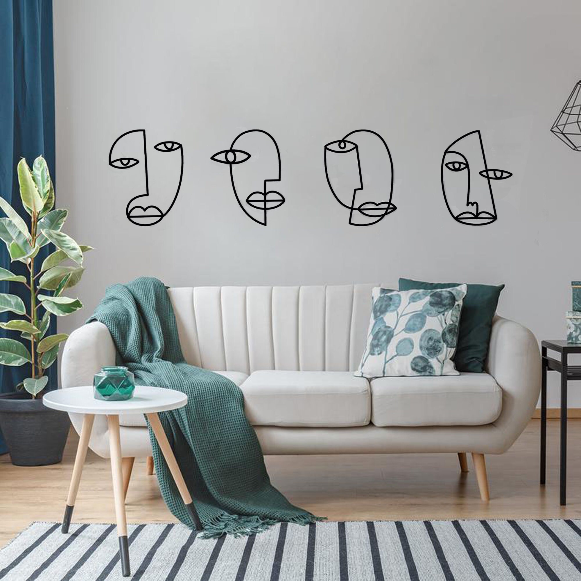 One Line Drawing Abstract Face Wall Art Single Line Metal - Etsy