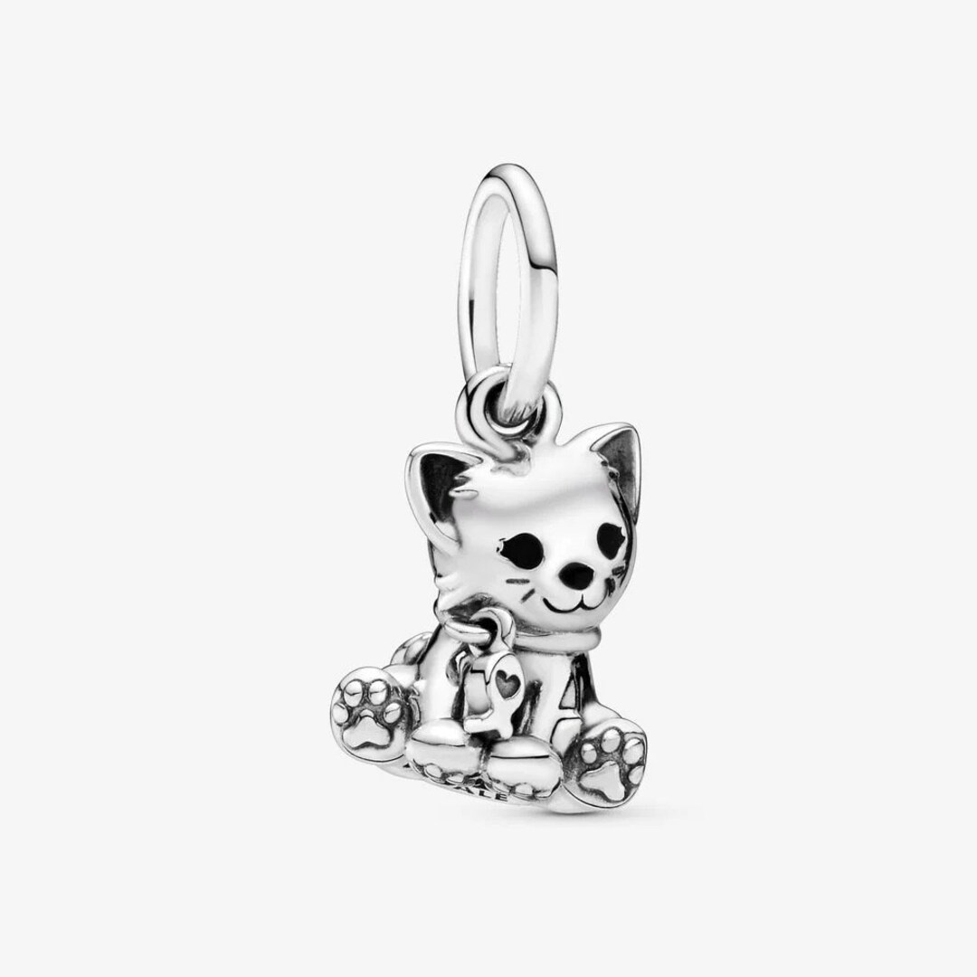 Sweet Kitty-cat Dangle Charm / Fits Pandora Bracelet / ALE / - Etsy