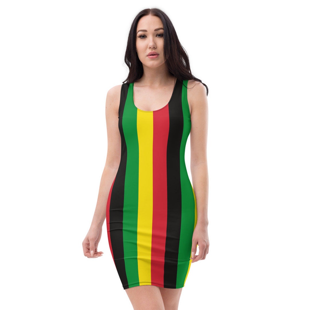 Jamaica Rasta Coloured Dress, Stretchy Dress, Summer Dress, Jamaica ...