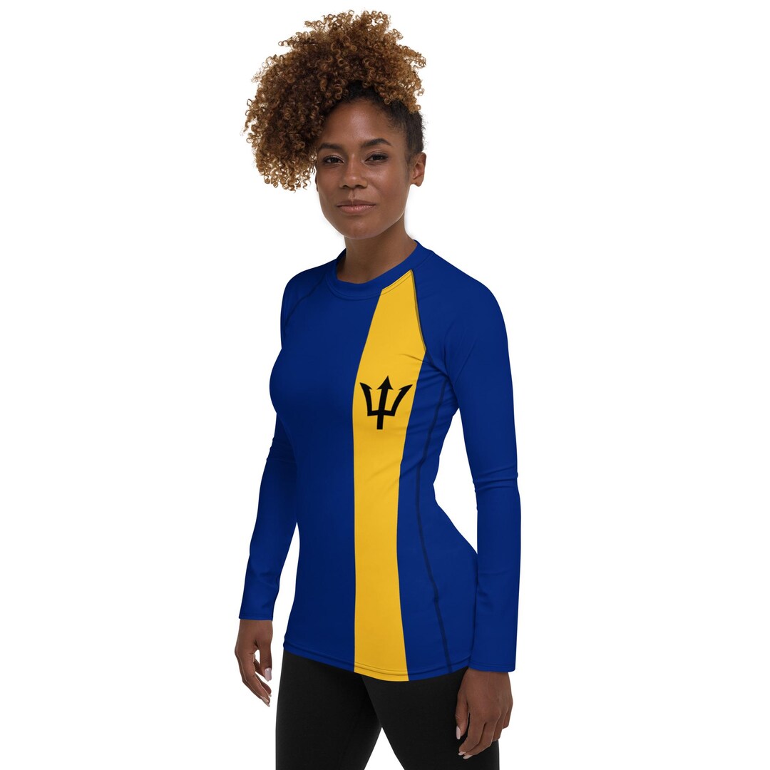 Barbados Flag Rashguard, Women's Rash Guard, Long Sleeve Swimwear ...