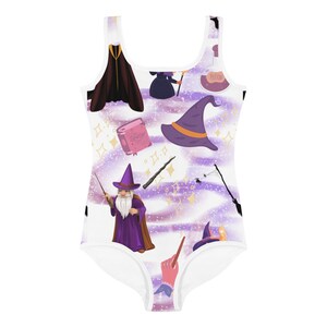 Wizards Kids Swimsuit, Witchcraft, Wizardry, Witch Broom, Witch Hat ...