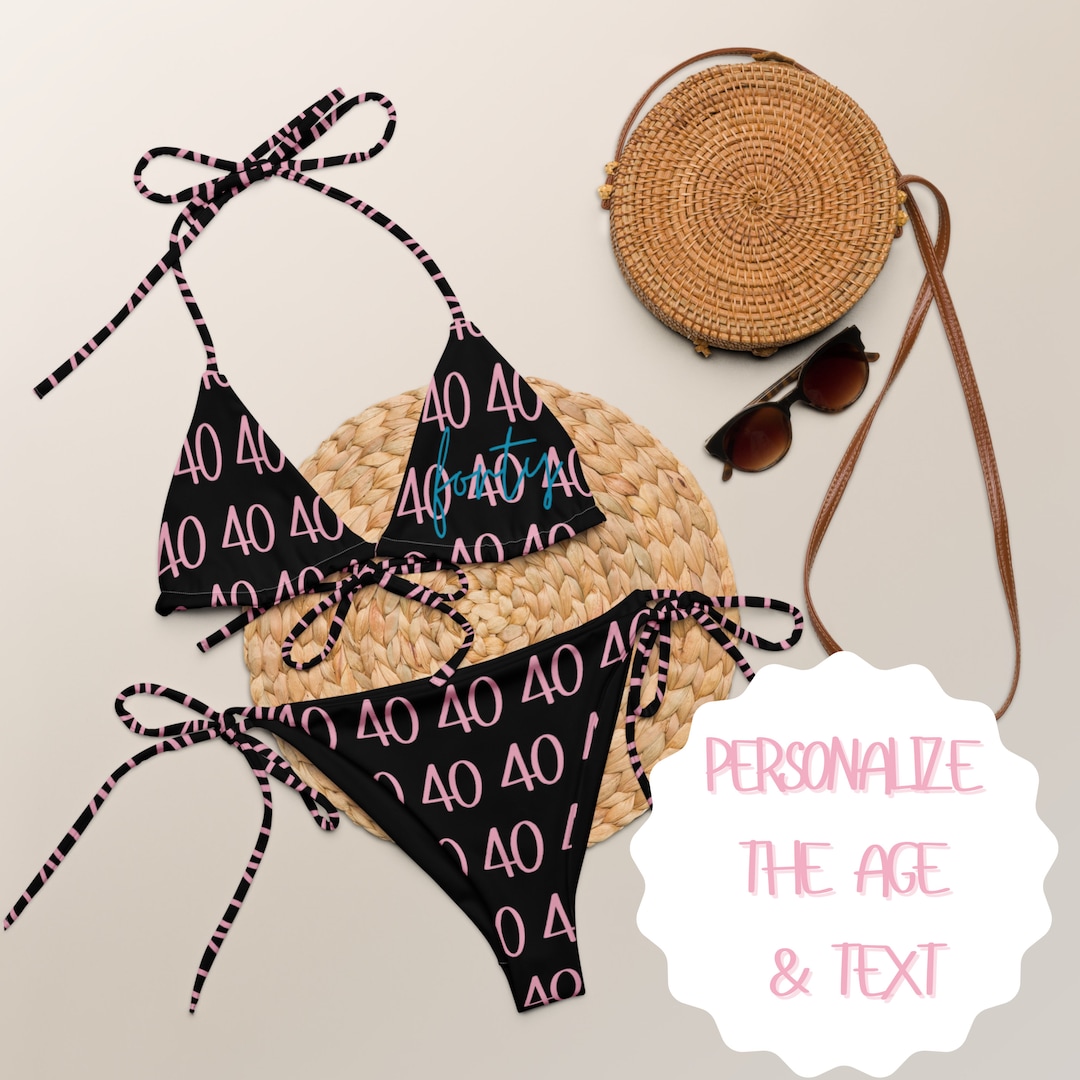 Personalized Birthday String Bikini, Birthday Swimsuit, 40th Birthday ...