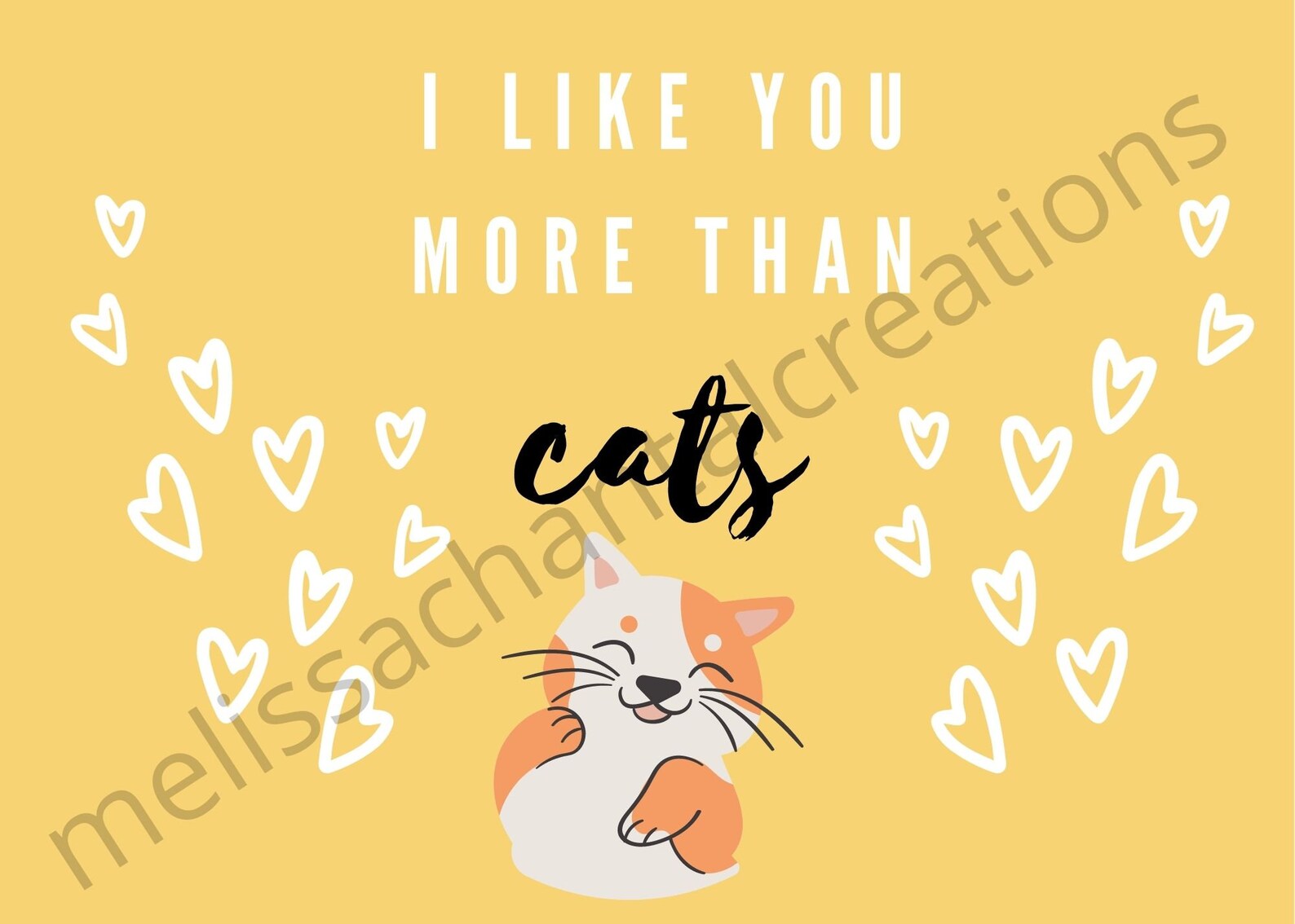 I Like You More Than Cats Digital Download ~ Printable Card ~ PDF ...