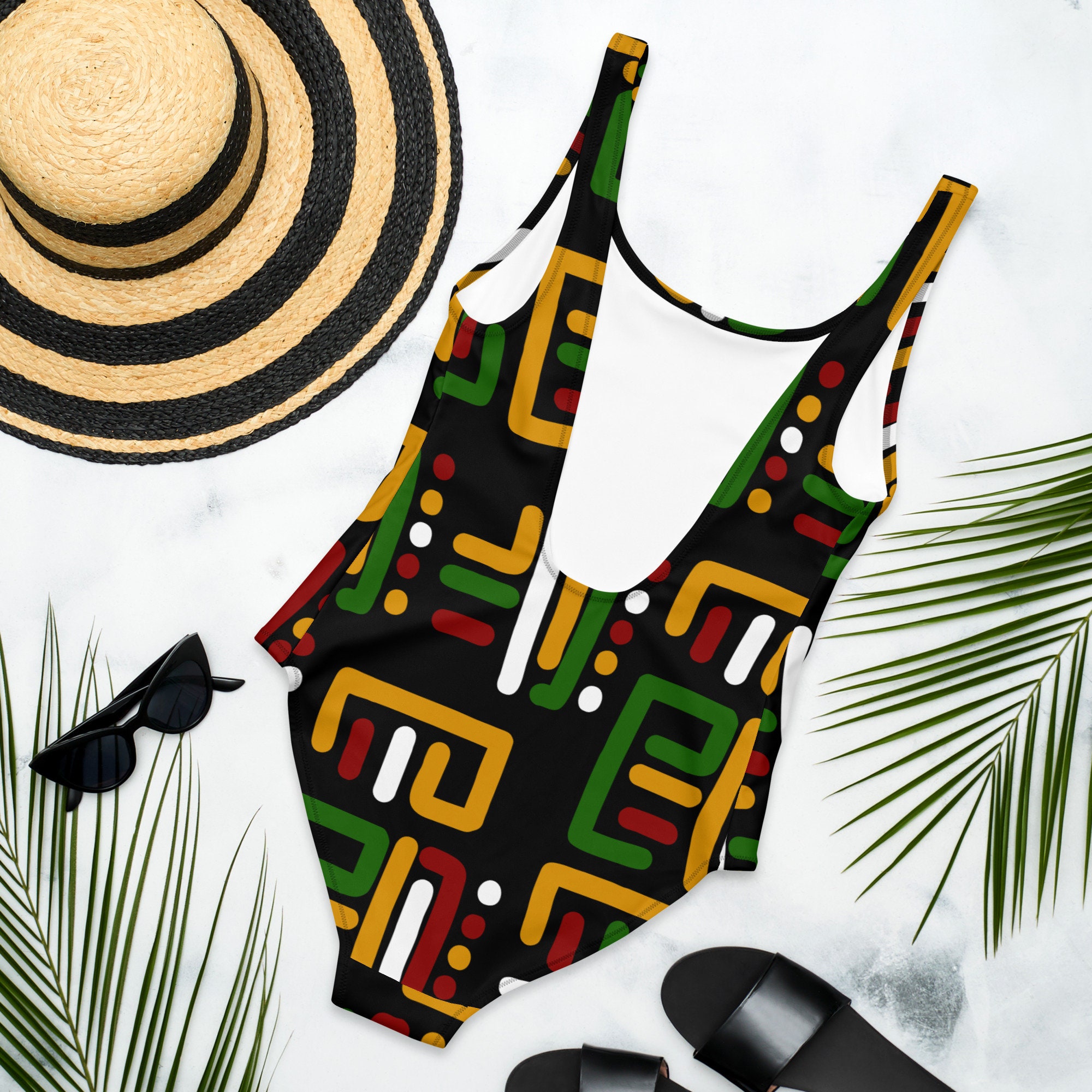 Juneteenth Swimsuit One-piece Swimsuit, Abstract Swim Wear, Black Girl ...