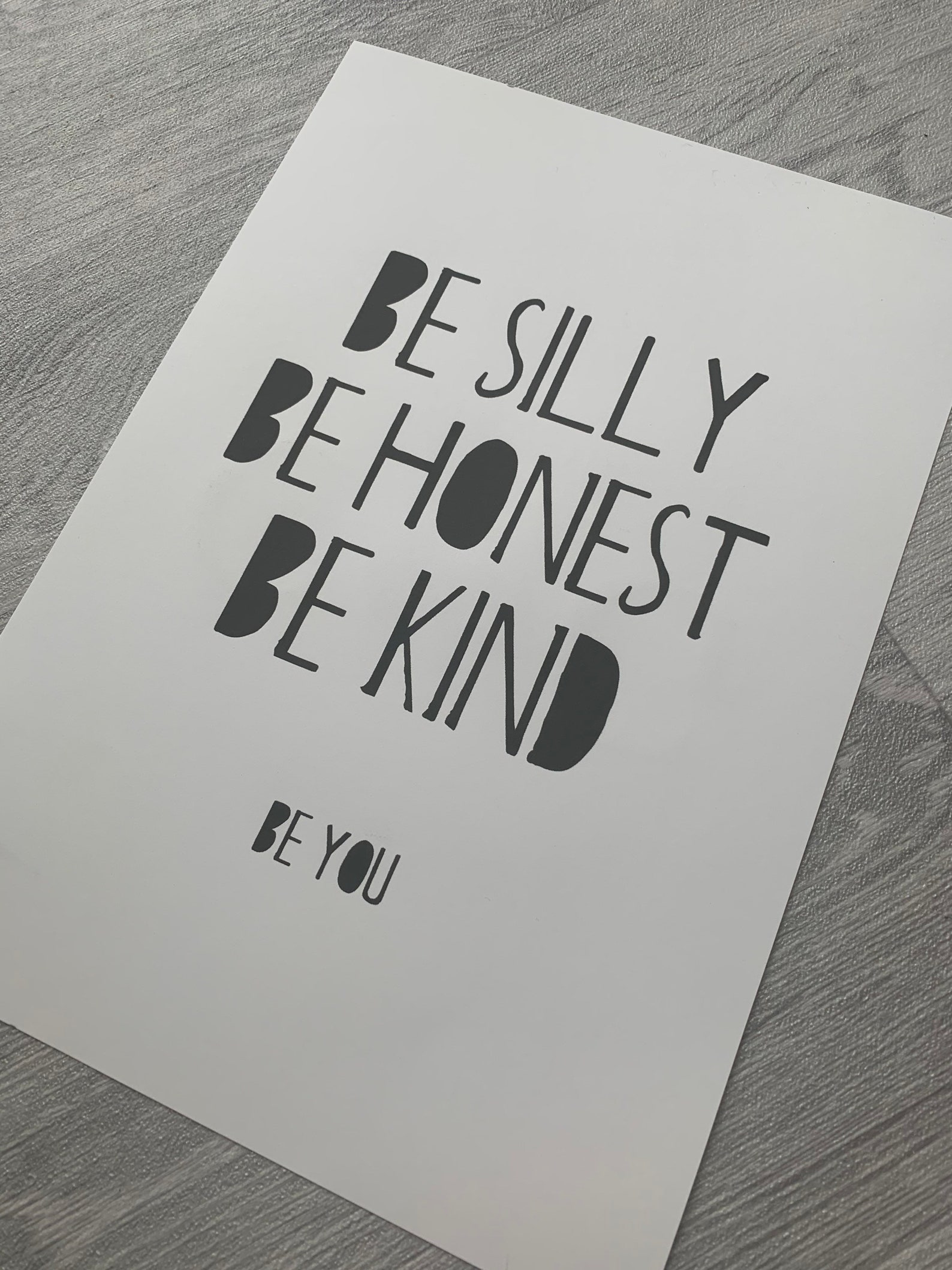Quote Print be Silly, Be Honest, Be Kind A4 Print - Etsy