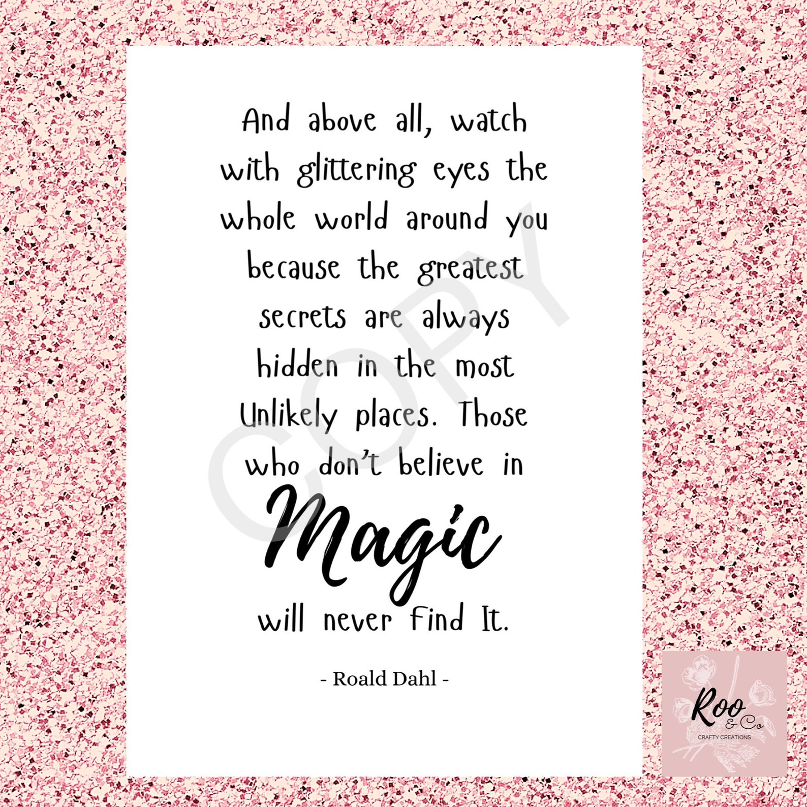 Quote Print roald Dahl Magic A4 Print - Etsy