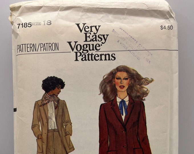 Very Easy Vogue 70's Patterns 7185 Misses' Jacket, Skirt and Pants Size ...