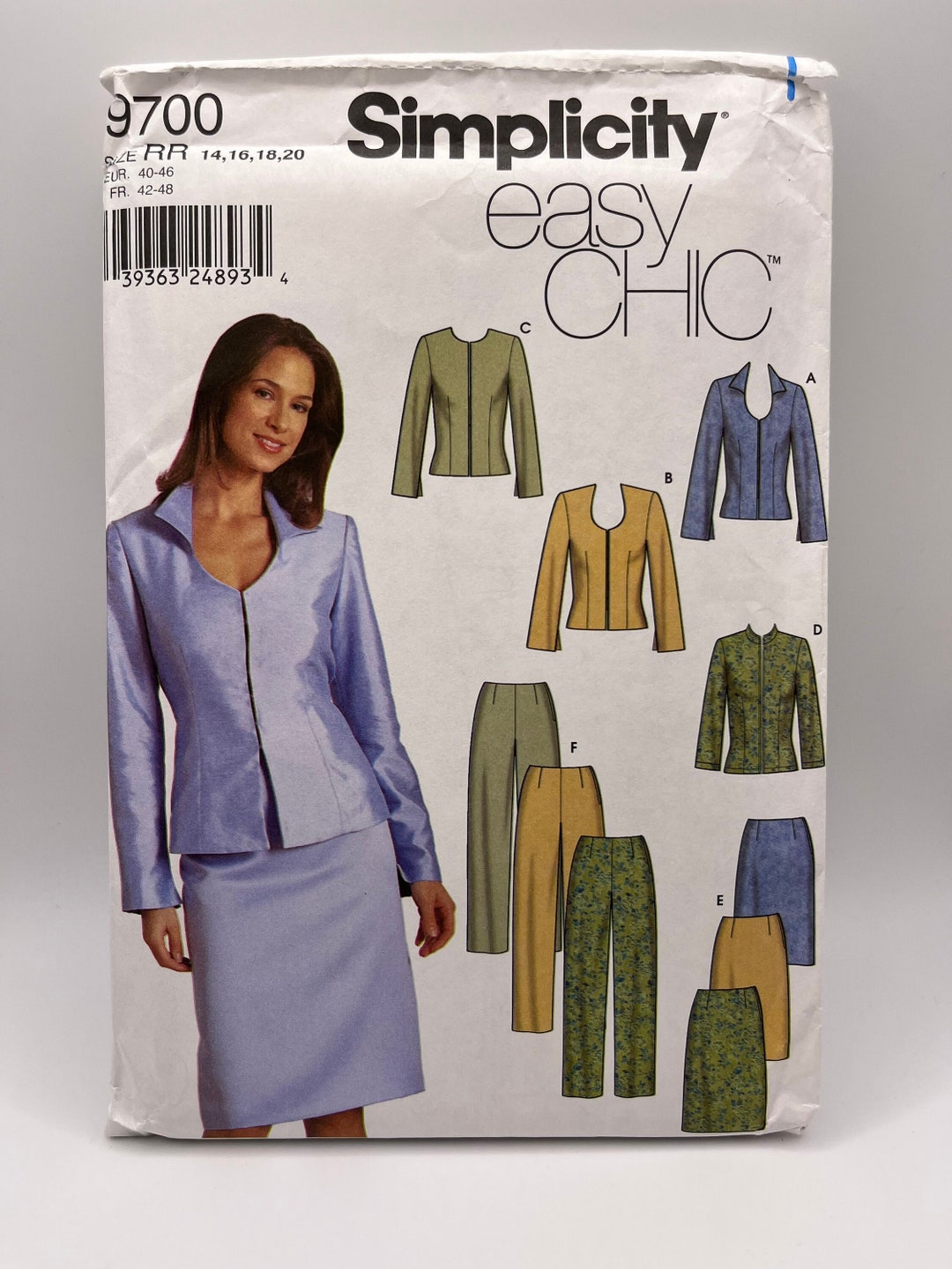 Simplicity Easy Chic 9700 Pattern Misses' Skirt Pants Lined Jacket Size ...