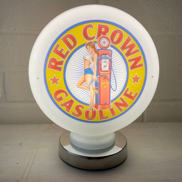 Red Crown Gasoline Mini Gas Pump Globe LED Desk Lamp Petrol - Etsy