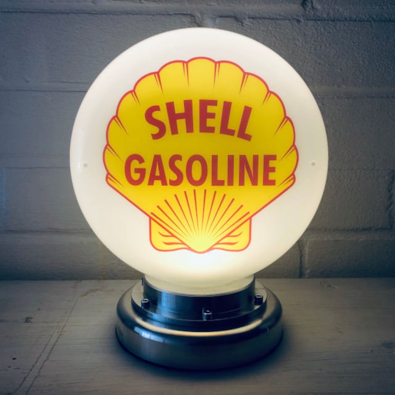 Shell Gasoline Mini Gas Pump Globe, Quality Desk Lamp, Retro Gas Pump ...