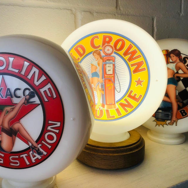 Red Crown Gasoline Mini Gas Pump Globe LED Desk Lamp Petrol - Etsy