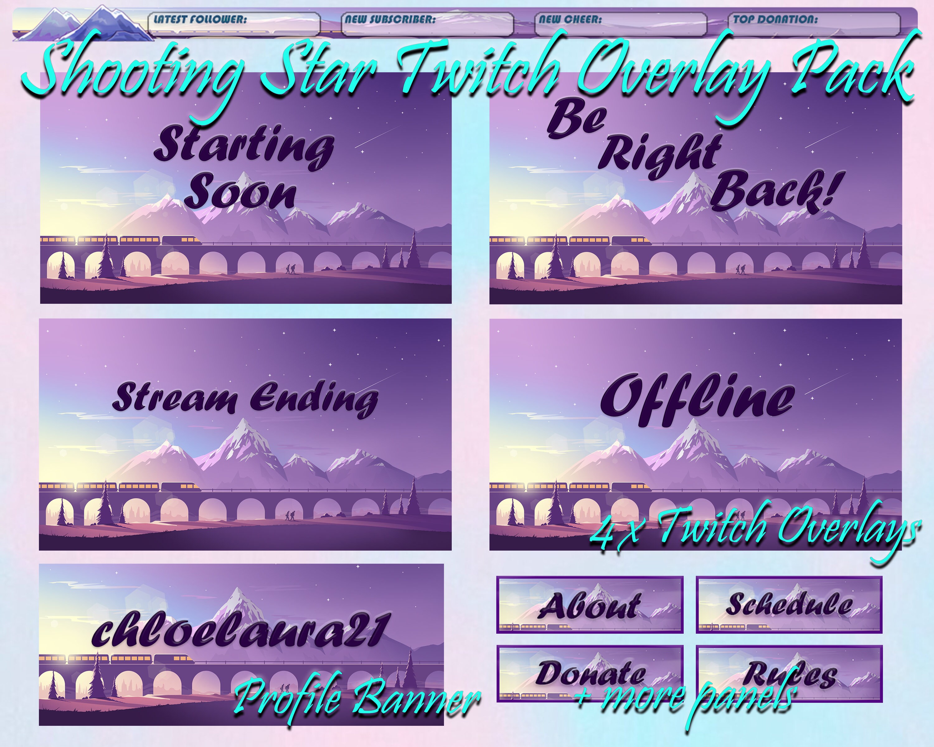 Shooting Star Twitch Overlay Pack - Etsy