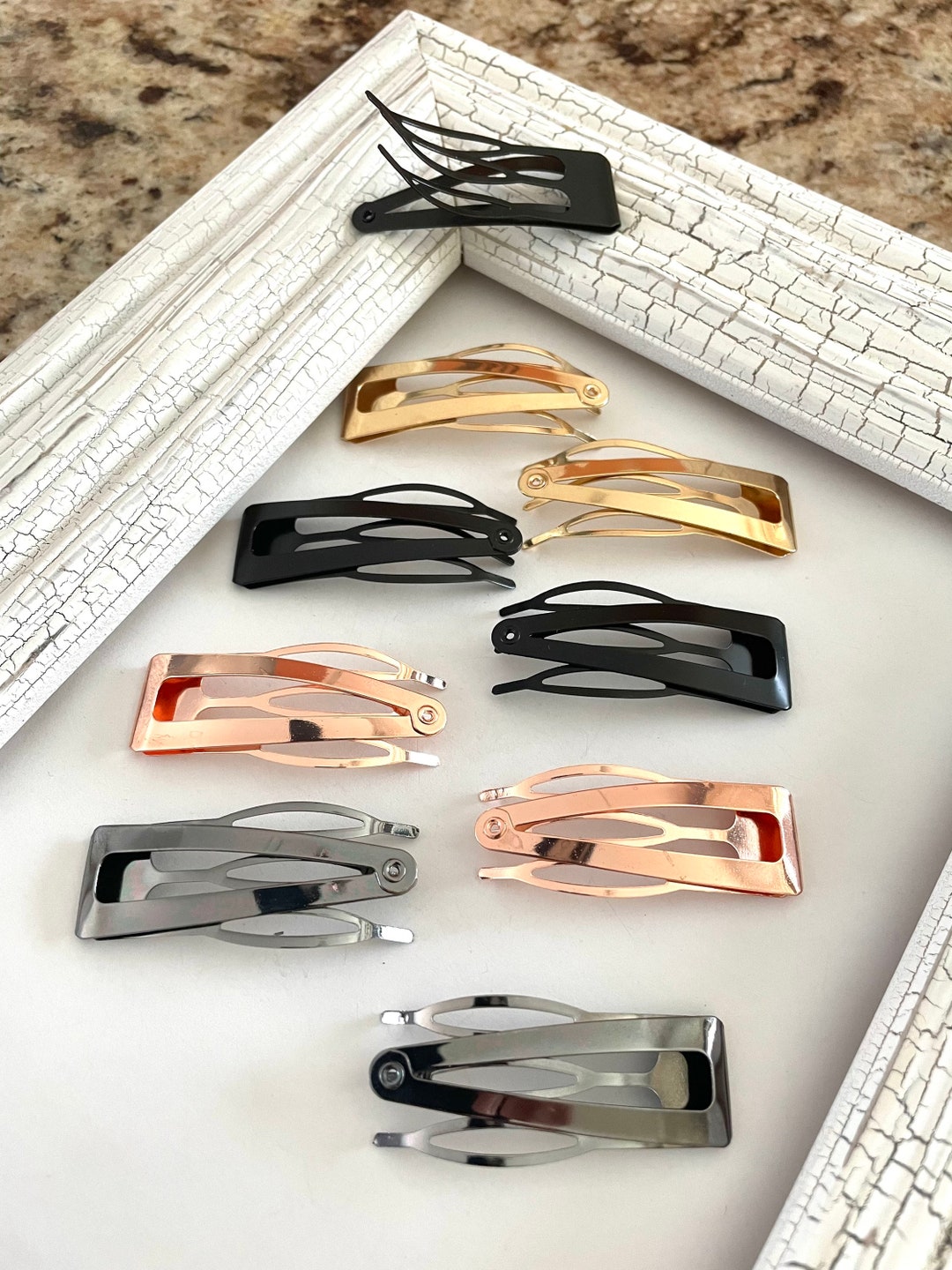 2 Pcs,snap Clips,black Snap Clips,rose Gold Snap Clip,girl Snap Clip ...